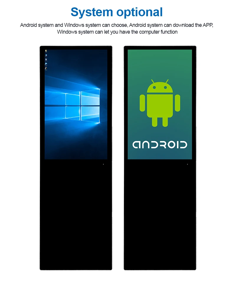 43 Inch Movable Mirror Poster Display Floor Standing Pcap Touch Indoor ...