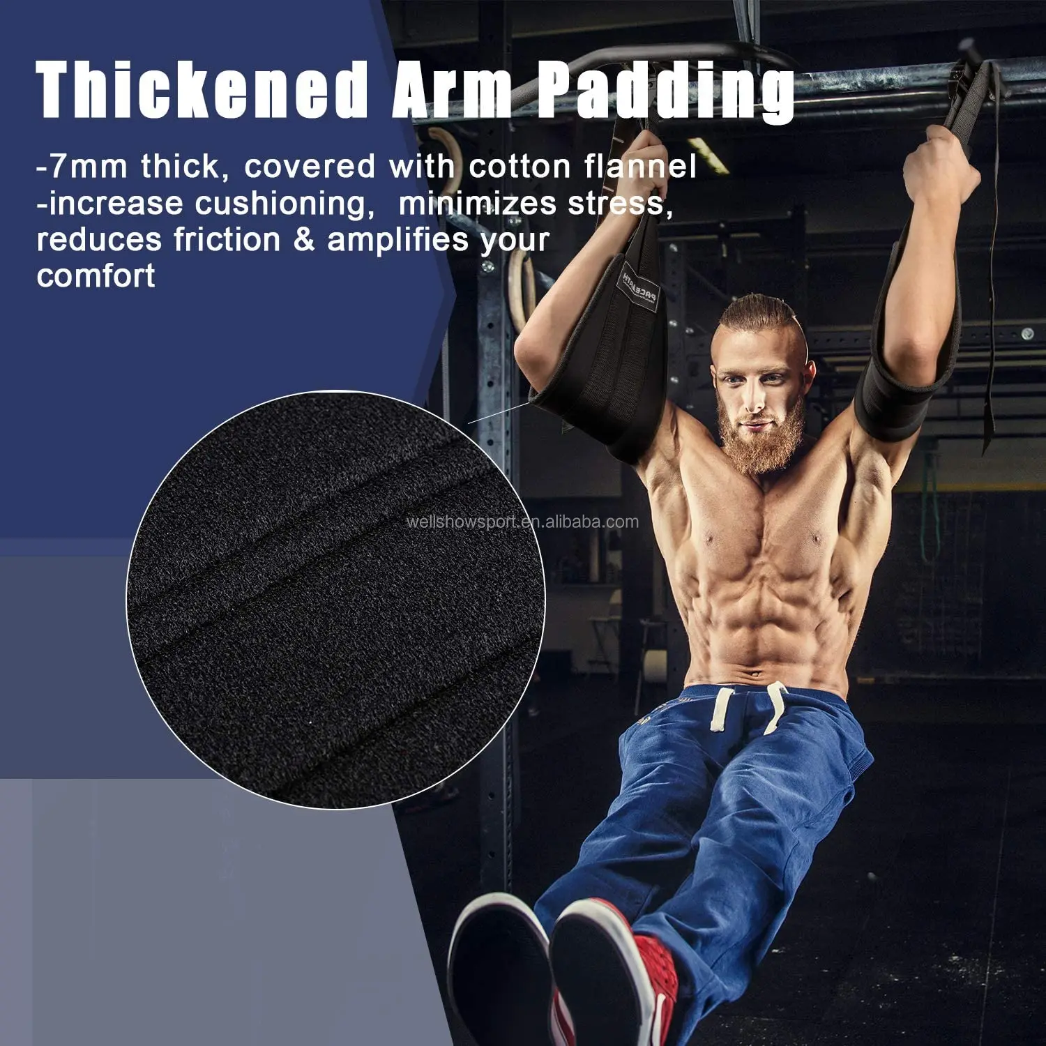 Wellshow Adjustable Ab Straps With Scale Hanging Ab Slings Straps With ...