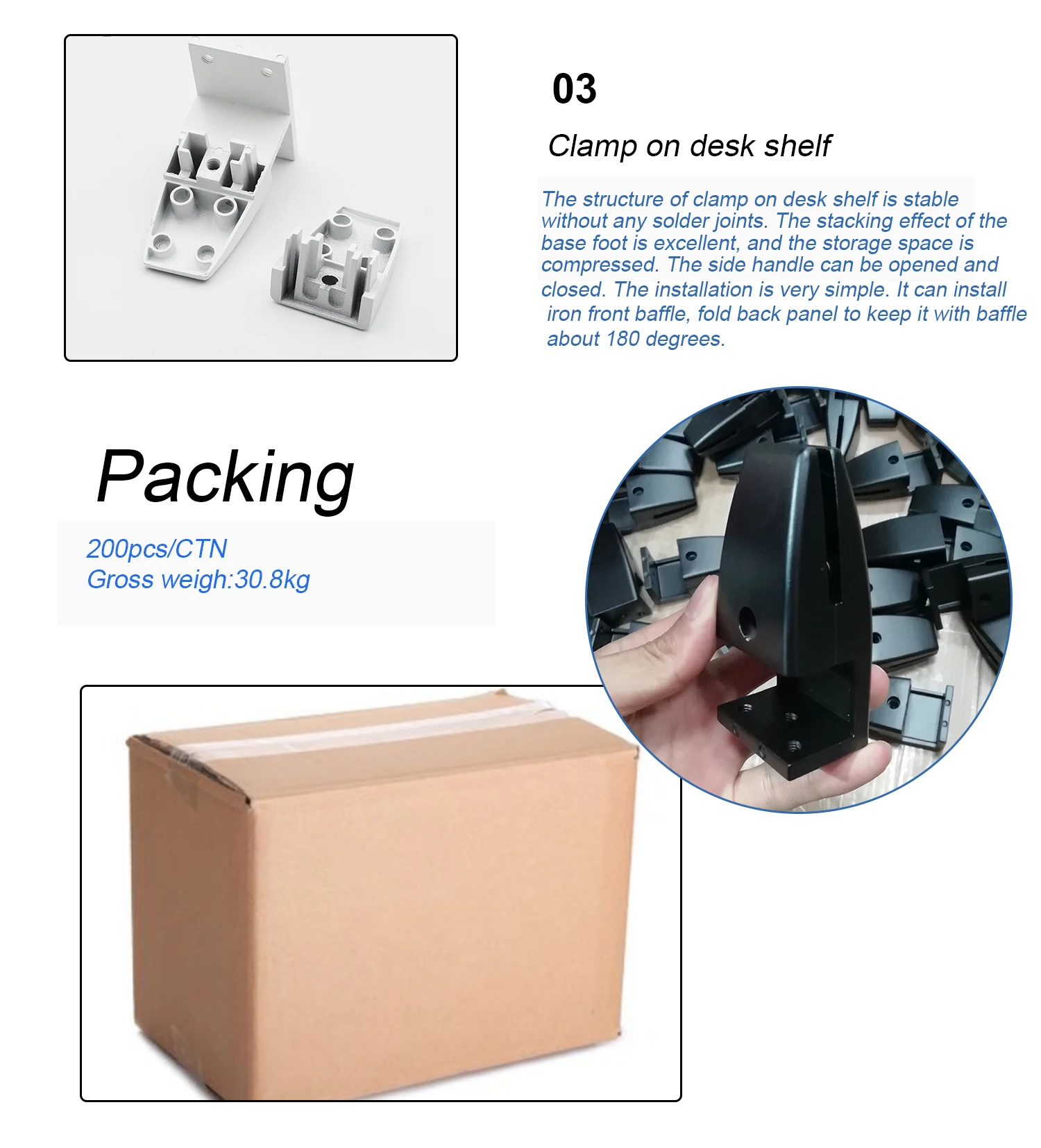 Double Side Aluminum Clip Clamps for Glass Table Stability