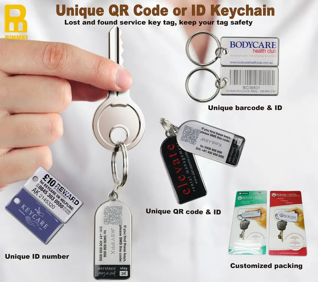 Custom Logo QR Code Barcode Key Tags - Unique & Waterproof