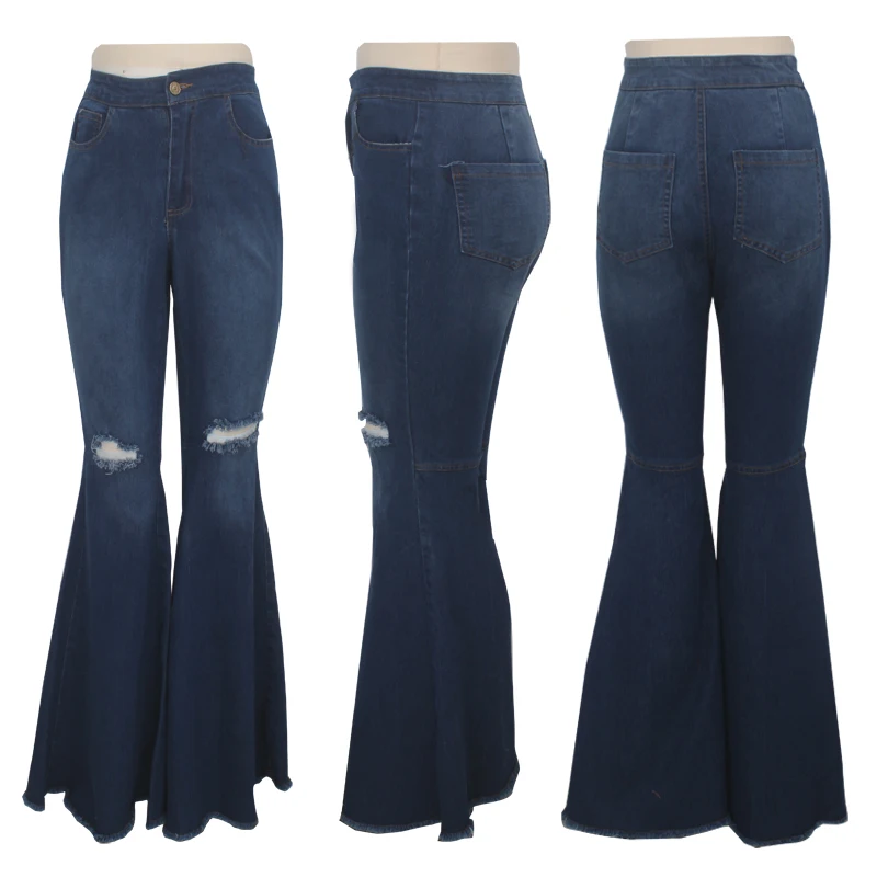 2020 Flare Jeans Bell Bottom Denim Pants Jeans Women Denim Destroyed ...