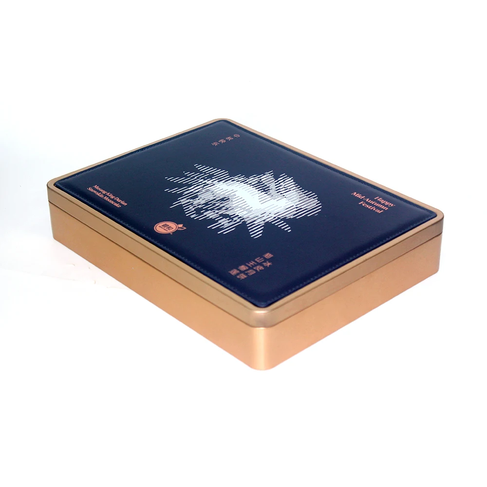 Luxury Leather Surface Metal Cans Gift Packaging Box Cookie Food ...
