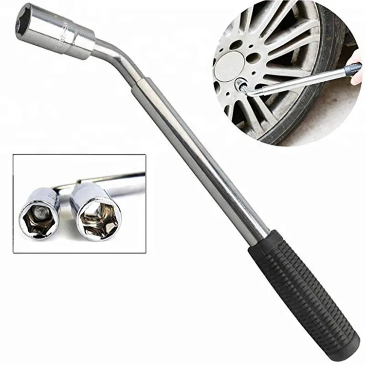 Retractable Tire Spanner Set L Type Telescopic Extending Lug Wrench ...