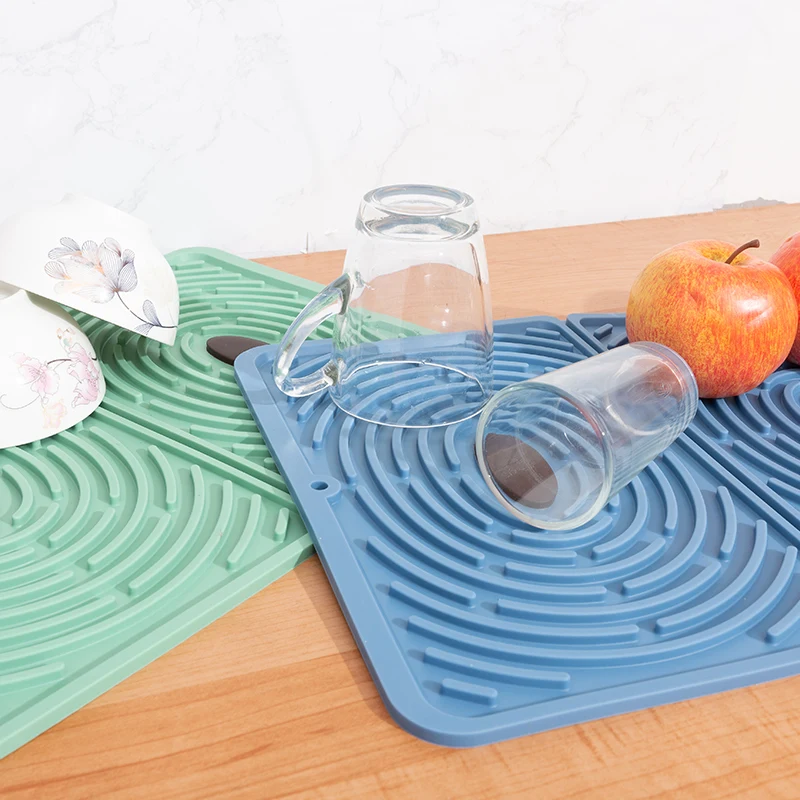Silicone Kitchen Dish Drainer Drying Drain Plate Rack For Dish Silicone ...