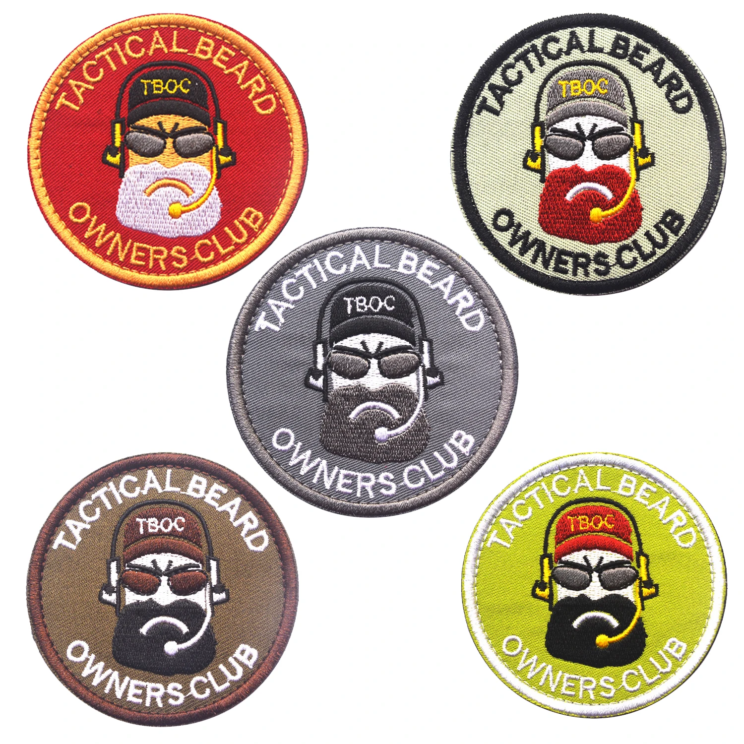 Assorted Colors Custom Tactical Beard Owners Club Emblems Embroidered ...