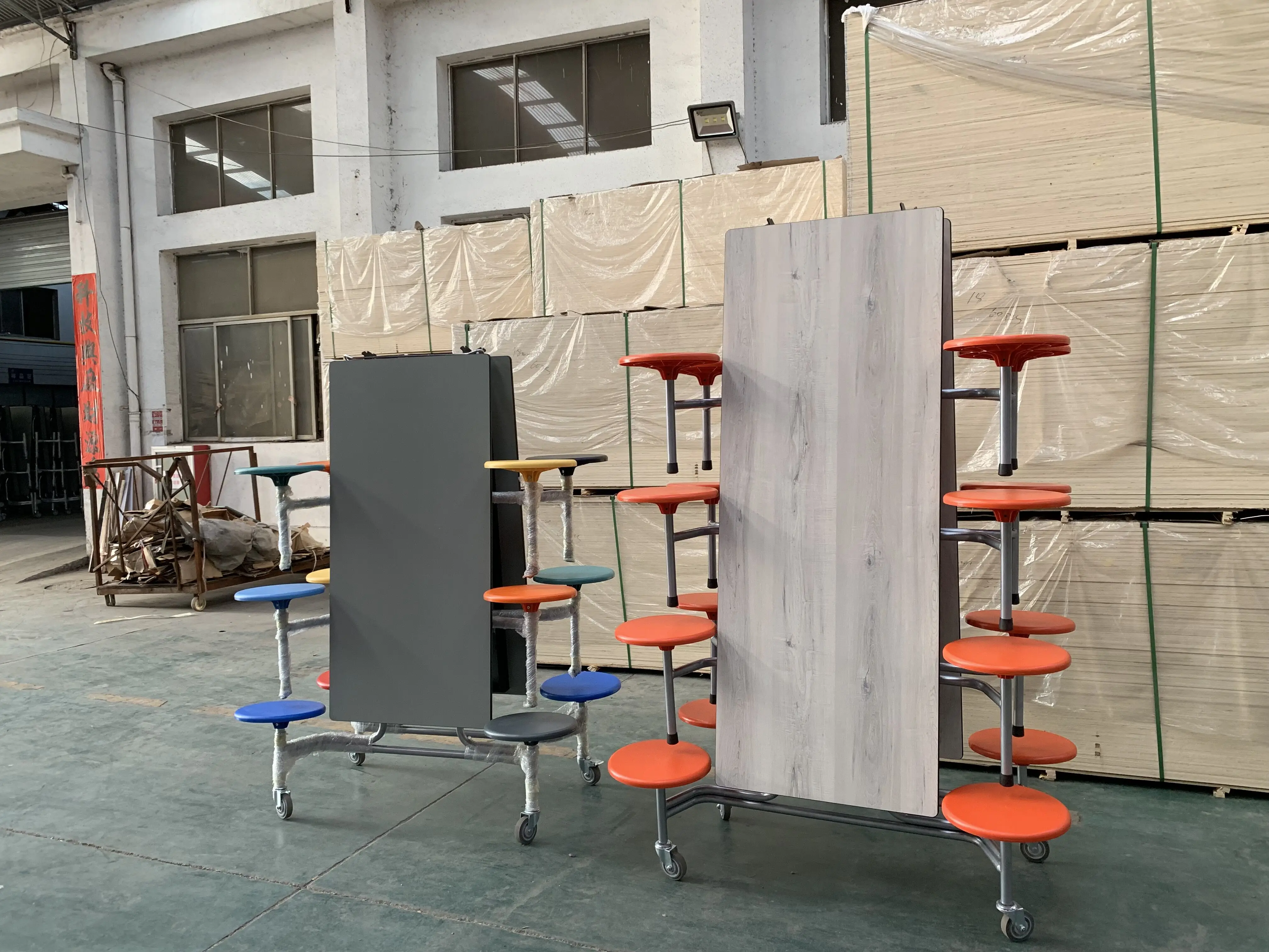 12 Stools Mobile Folding School Canteen Table & Chair