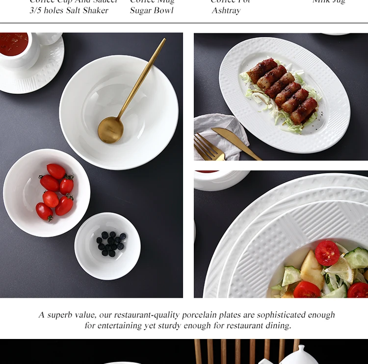 Elegant White Ceramic Dinnerware Sets by CIXUAN