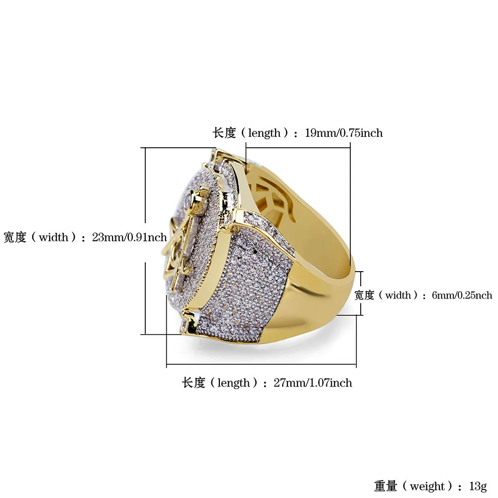Masonic Crystal Ring: Freemason Symbol, Hip Hop Punk Style
