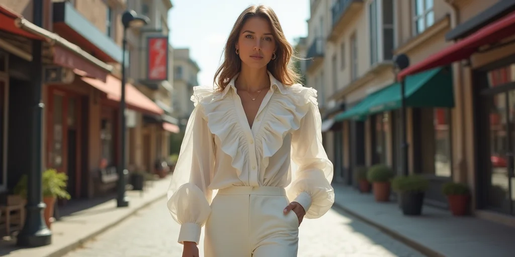 White Frilly Blouse 2025 – Trendy Fashion Essential on Alibaba.com