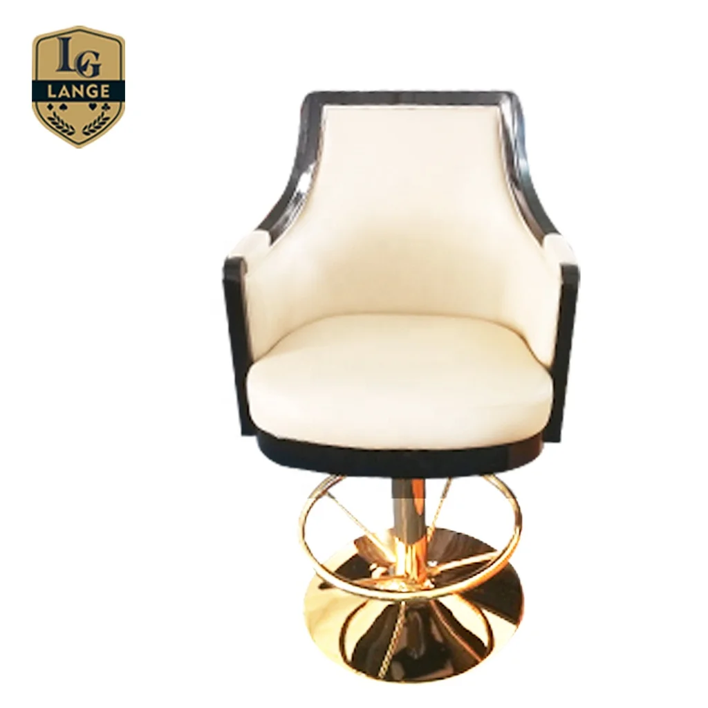 Upholstered Leather Adjustable Stainless Steel Round Base Casino Slot ...