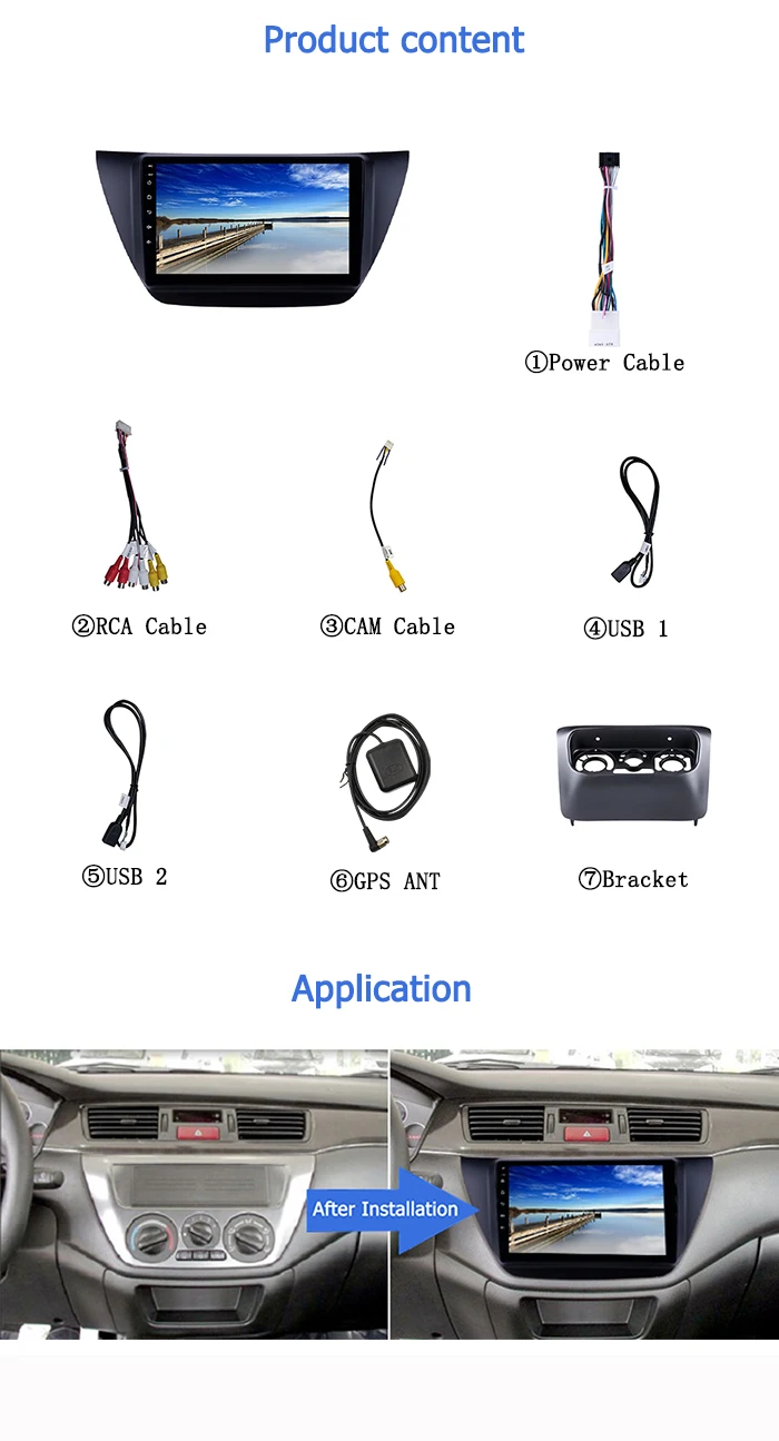 9" 2din Android 9 Car Dvd Player For Mitsubishi Lancer 2006 2007 2008 ...