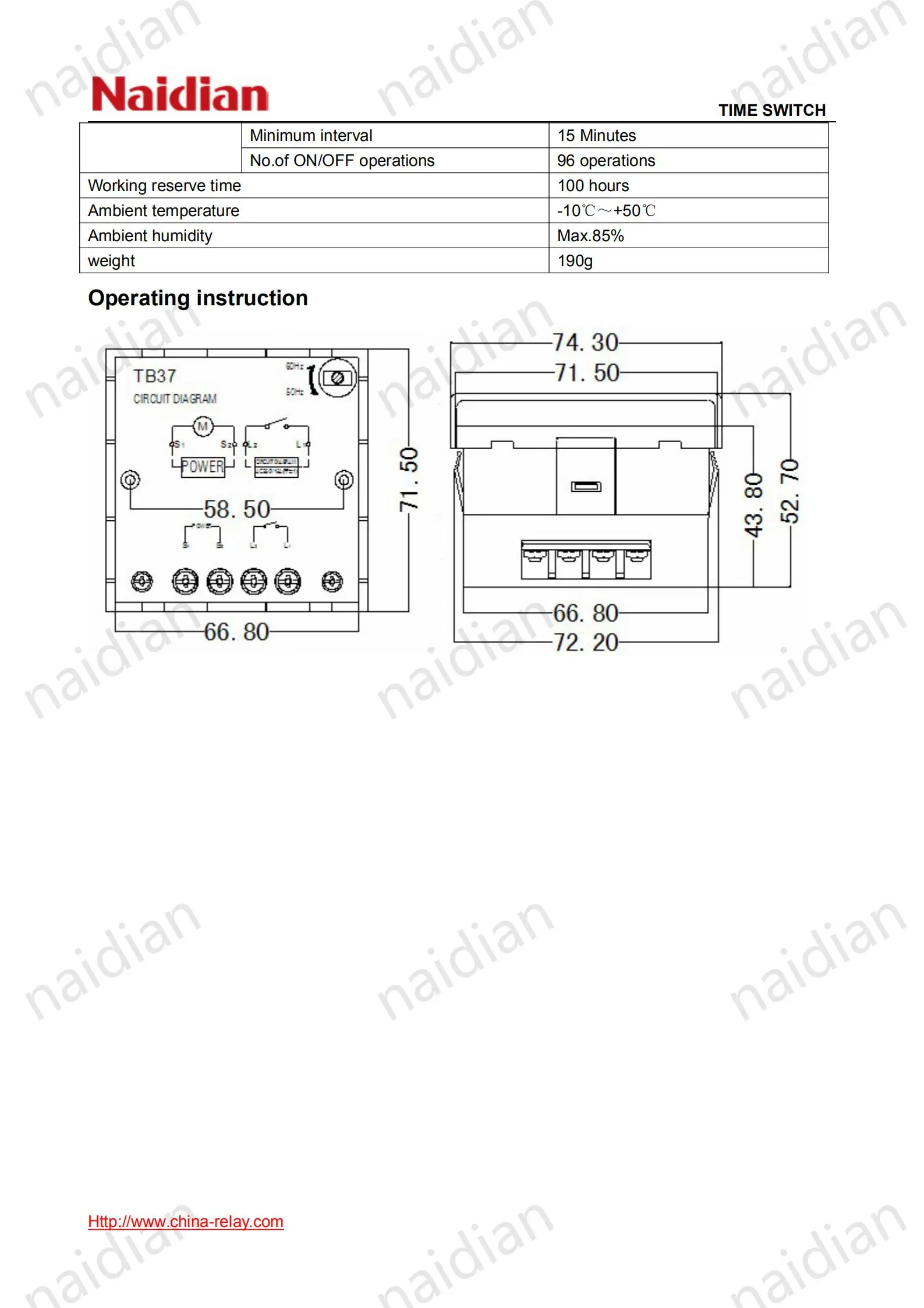 TB37 Mechanical Digital Timer Switch - 220V Water Pump Controller