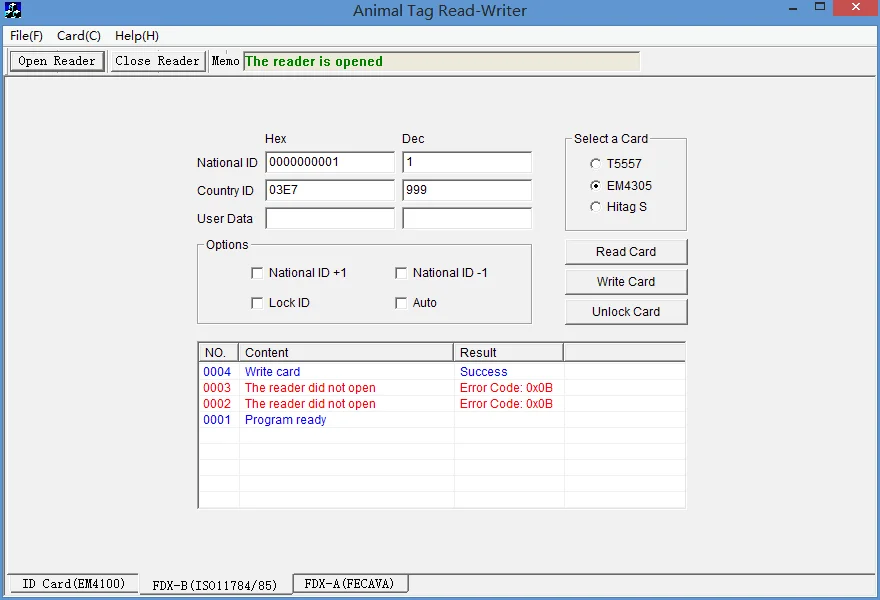 ISO 11784/ 85 RFID Ear Tag Encoder - 134.2khz Reader/writer