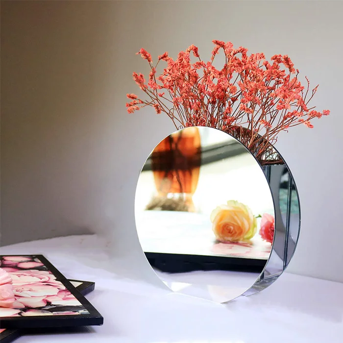 Modern Round Acrylic Mirror Flower Vase for Gift Custom