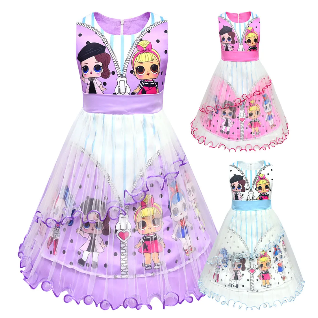 Factory Wholesale Lol Carton Princess Girls Dresses Clothes Set With Hat Bags Cute Clothes For