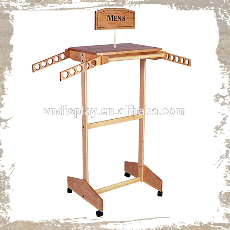 Double Side Wooden Display Racks With Wheels T-shirt Polo Shop,Clothing ...