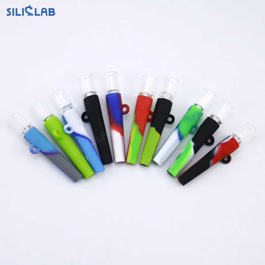 Mini One Hitter Silicone Smoking Pipe Weed Bubbler Glass Tobaco Shatter ...