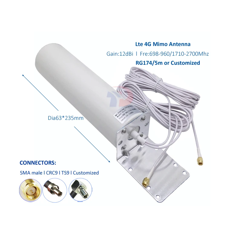 Outdoor Waterproof Router - 12dbi Omni-Directional LTE Antenna