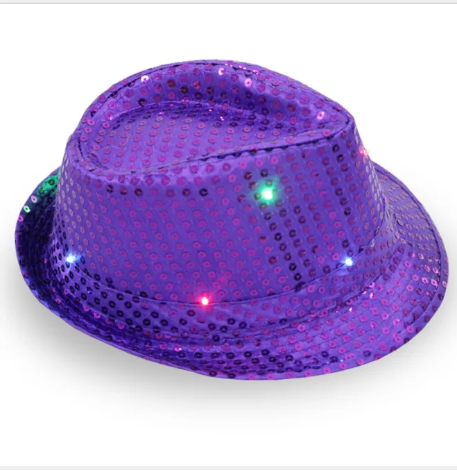 Led Jazz Hats Flashing Light Up Led Fedora Trilby Sequins Hats - Buy ...