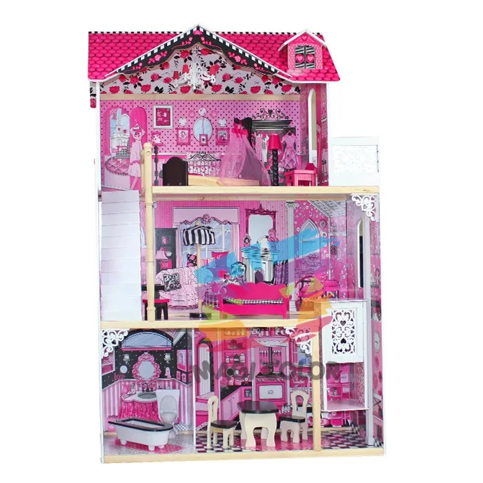 Shop Our Ready to Ship Pink Wooden Baby Doll House W06A101