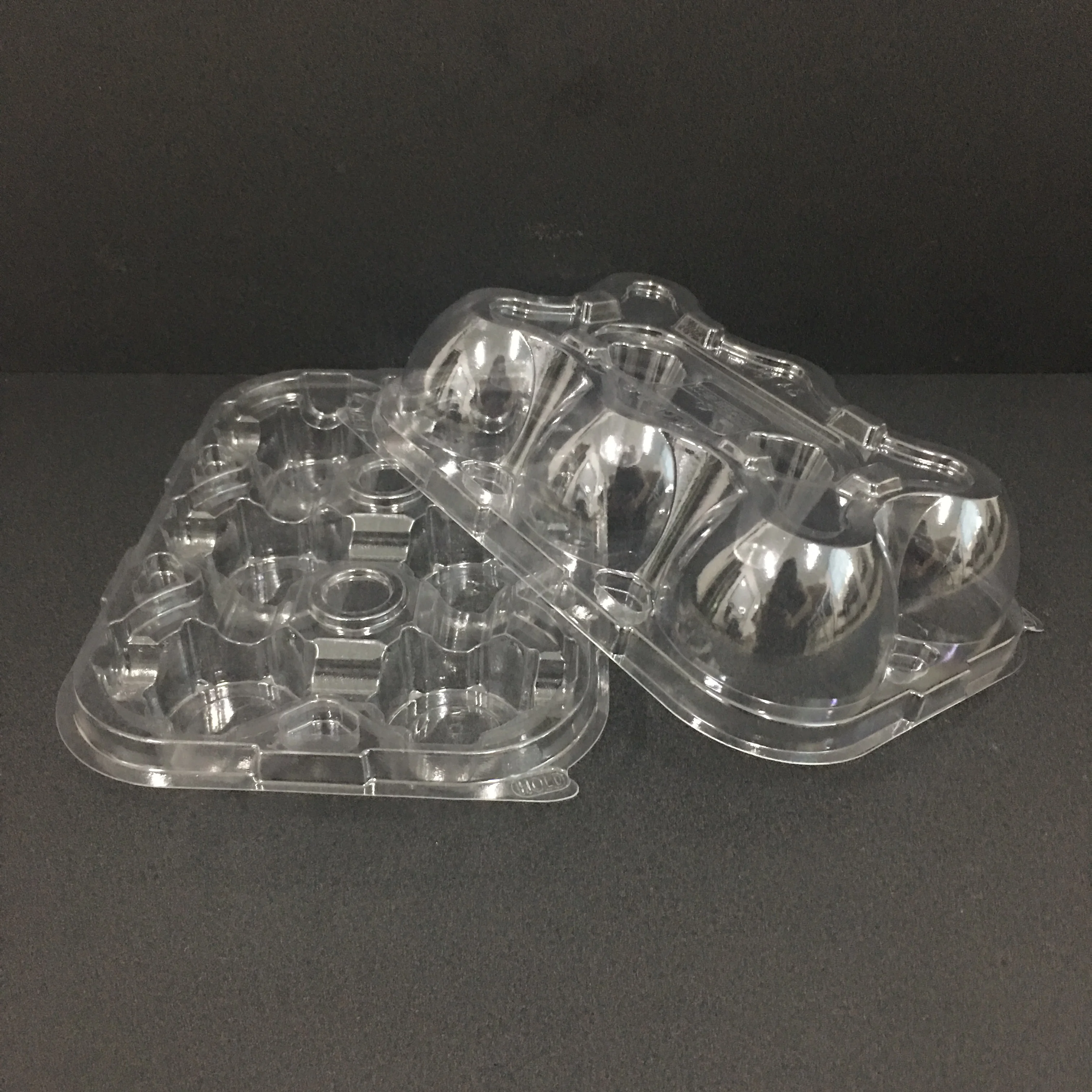 Disposable Mini Cupcake Plastic Containers with 6 Dividers Unhinged Box ...