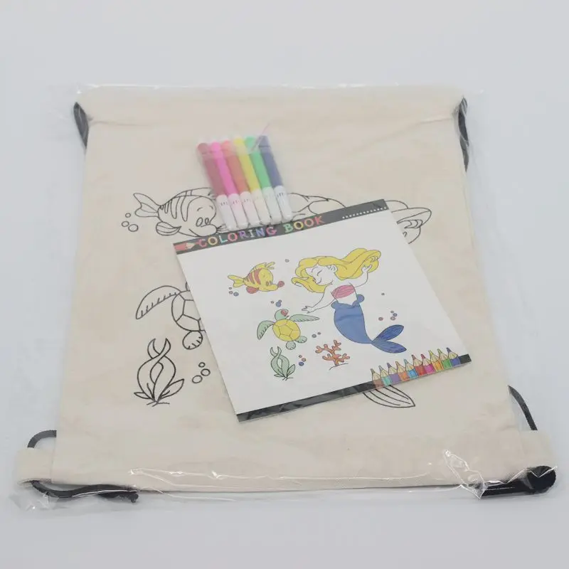 Children DIY Painting Your Own Colouring Canvas Bag