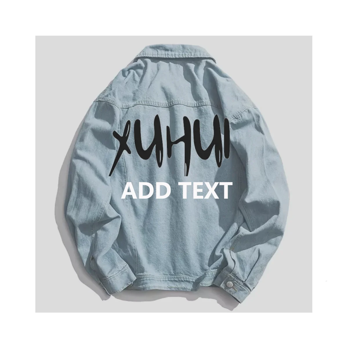 Custom Logo Black Men's Jackets & Coats Distressed Two Tone Jean ...