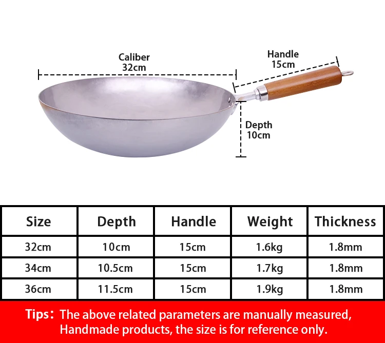 Chinese Handmade Kitchen Iron Frying Woks Non-stick Wok Pan Carbon ...