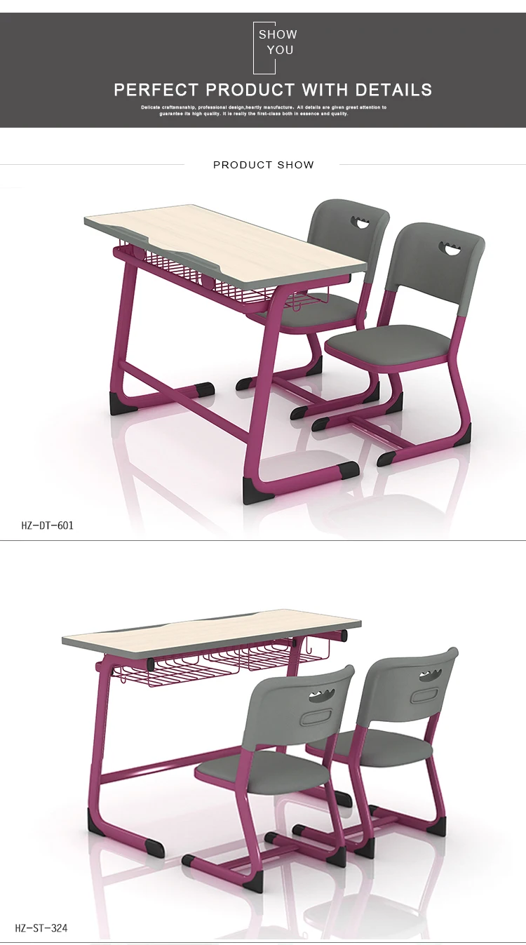New Popular Plastic School Classroom Student Desk And Chair Set Reading ...