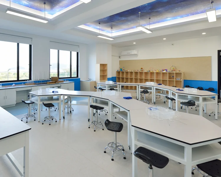 School Science Lab Hexagonal Table - Chemical Resistant Work Bench