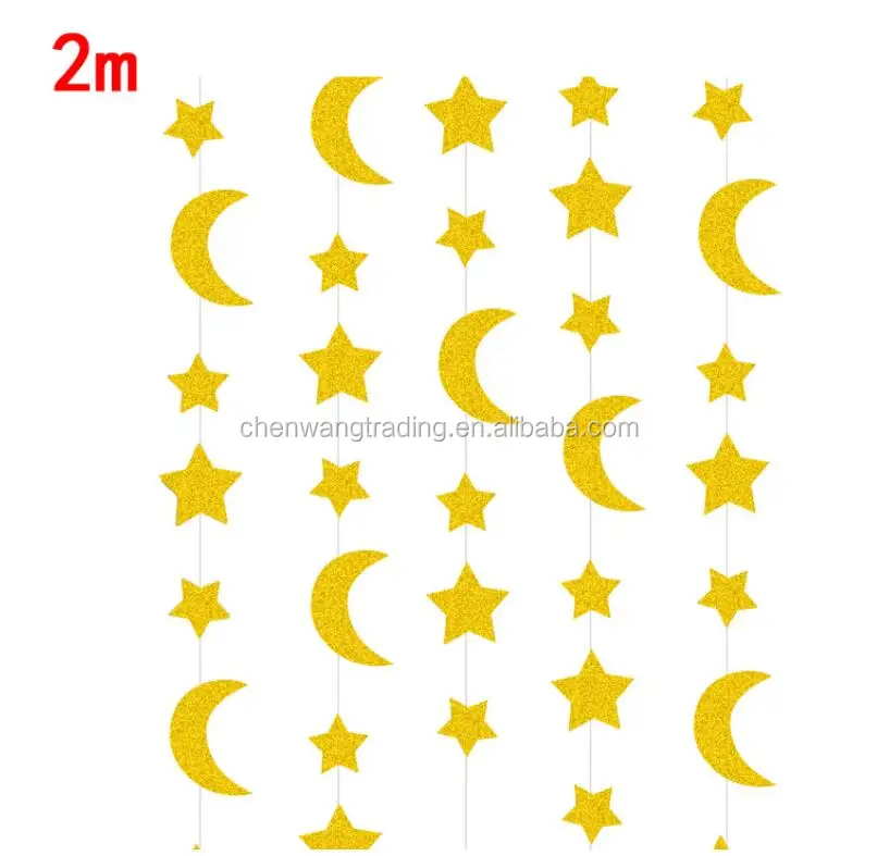 4M Blue Paper Garland Star Moon String Banners Wedding Banner for Party ...