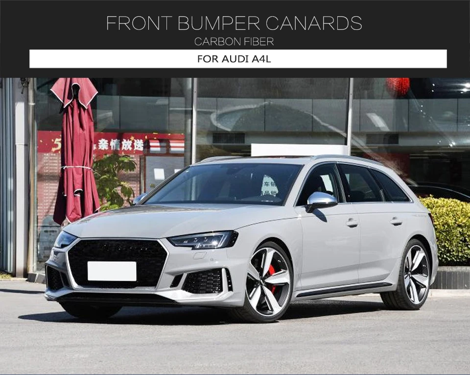 Audi RS4 Carbon Fiber Front Bumper Canards for B9 2017-2020