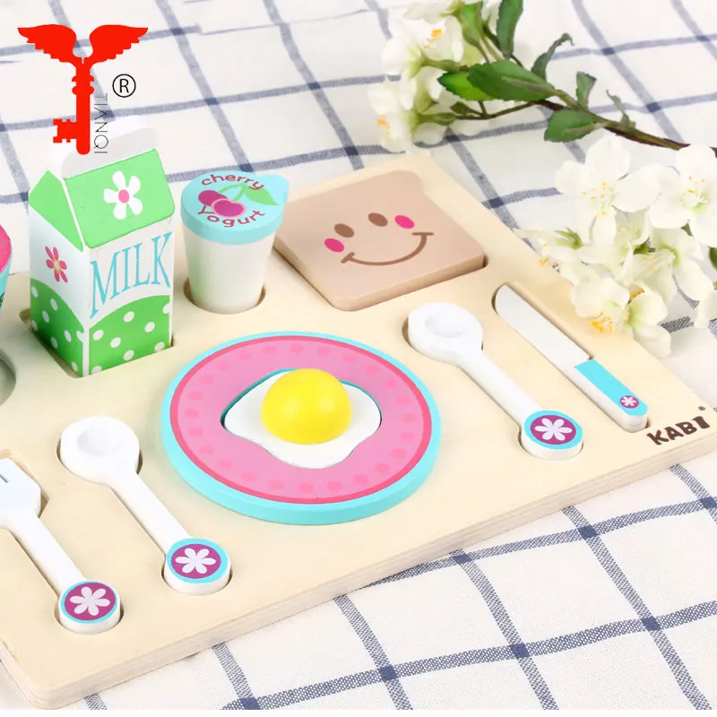 Wholesale Children Pretend Play Breakfast Set Play Wooden Food Toy For ...
