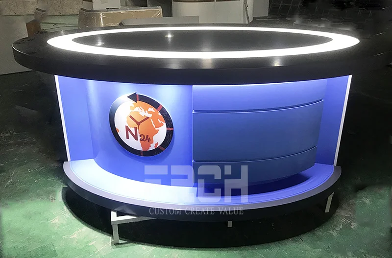 Customized Broadcast Console Table Modern Tv News Studio Table With Led ...