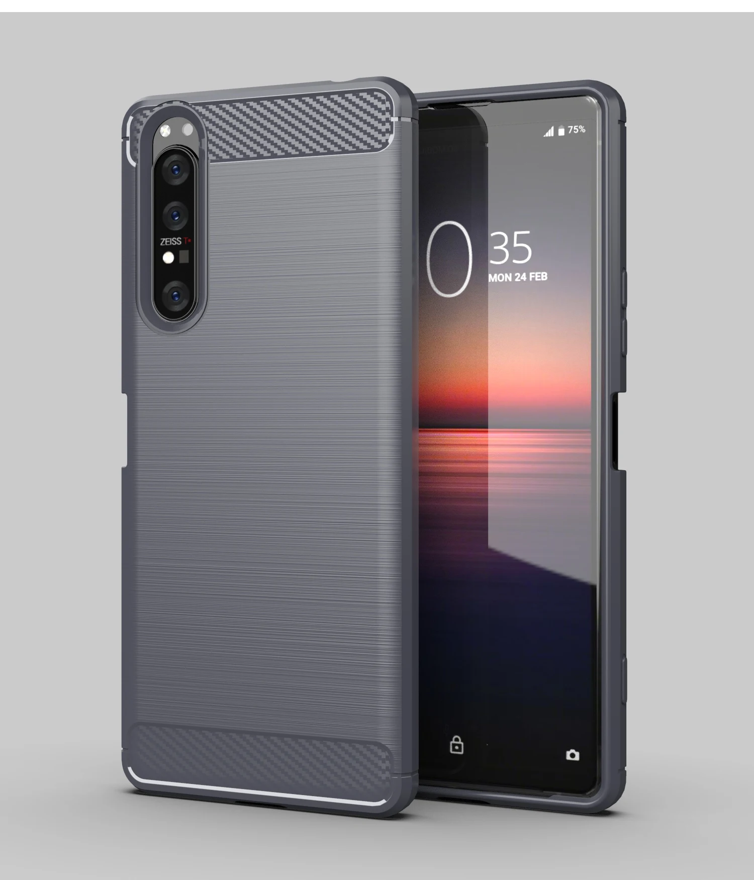 Carbon Fiber Shockproof Soft Tpu Back Cover Mobile Phone Case For Sony ...