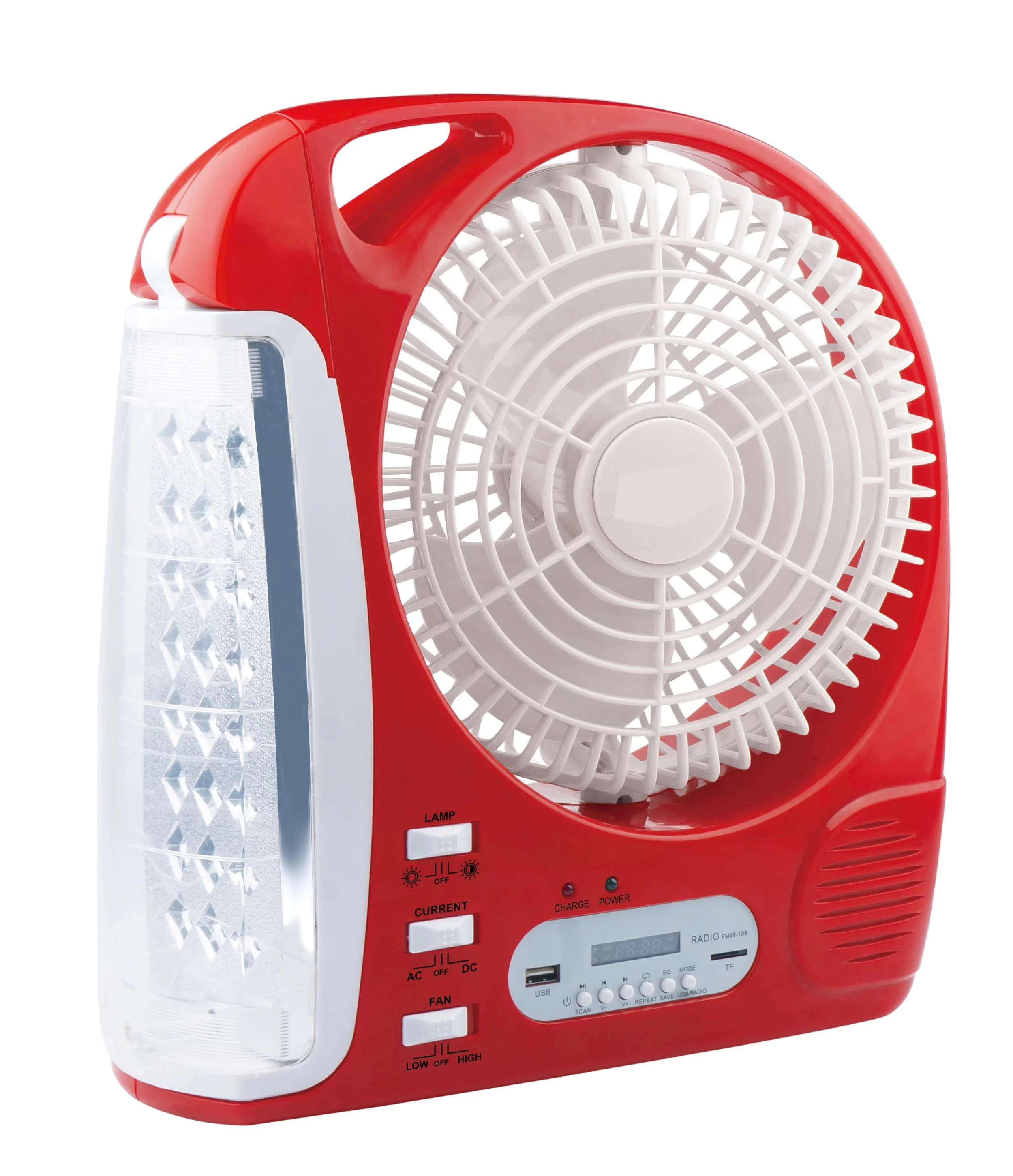 8 Inch Rechargeable Mini Fan with LED Lamp, USB Charging, FM Radio ...