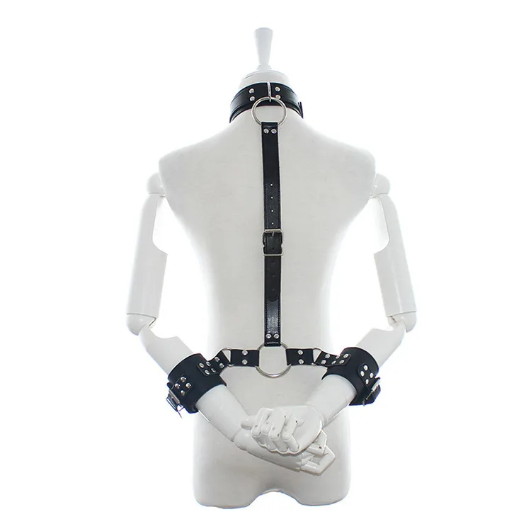 Female PU Leather Handcuff Neck Collar - BDSM Restraint