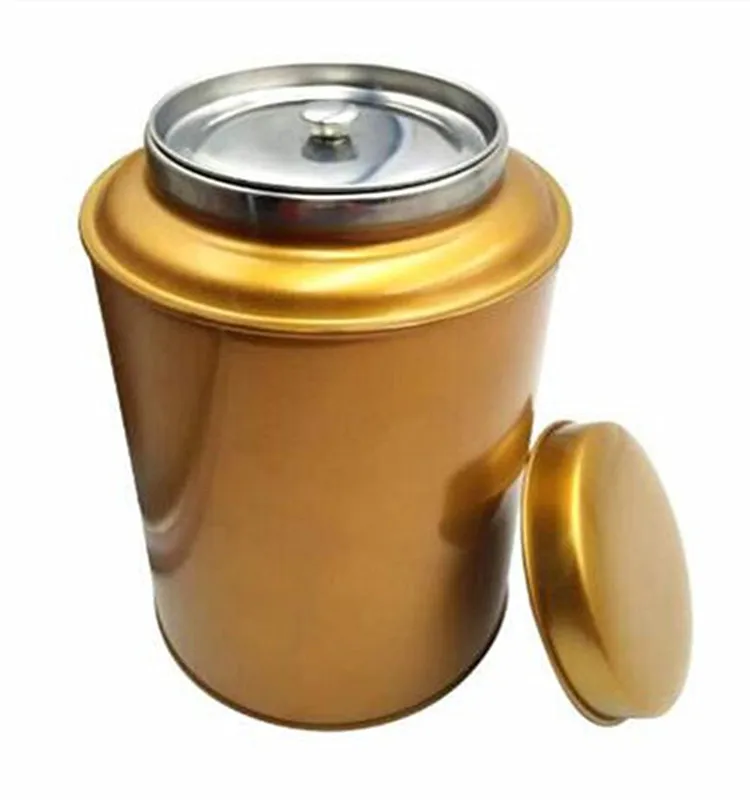 Custom Gold Color Big Round Tea Canister Tinplate Box/metal Container ...
