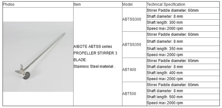 Stainless Steel Propeller Impeller Stirring Rod - ABTR400