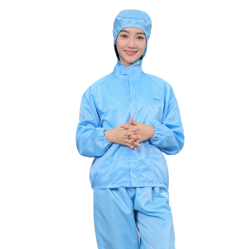 Esd Clean Room การ์เม้นท์/lab Esd Smock ชุดทำงานแบบสม่ำเสมอ/ชุดป้องกัน ...