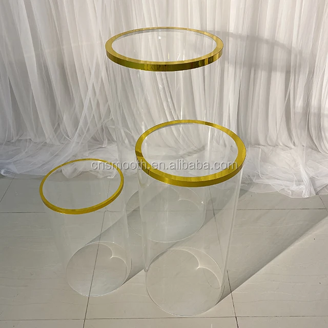 Acrylic Clear Round Column Plinth for Wedding Decoration
