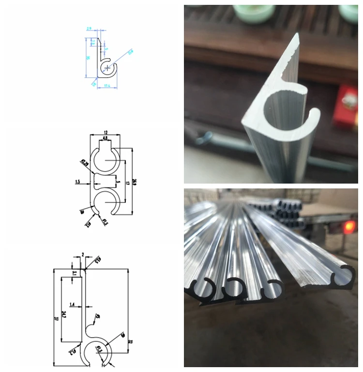 6063 T6 Extruded Anodized Aluminum Awning Rail Track for Showcase
