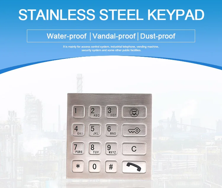 4X4 Metal Waterproof Industrial Keypad Matrix Numeric ATM Keyboard ...