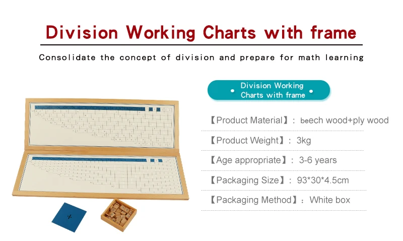 Ma060 Division Working Charts With Frame Game For Kids Montessori ...