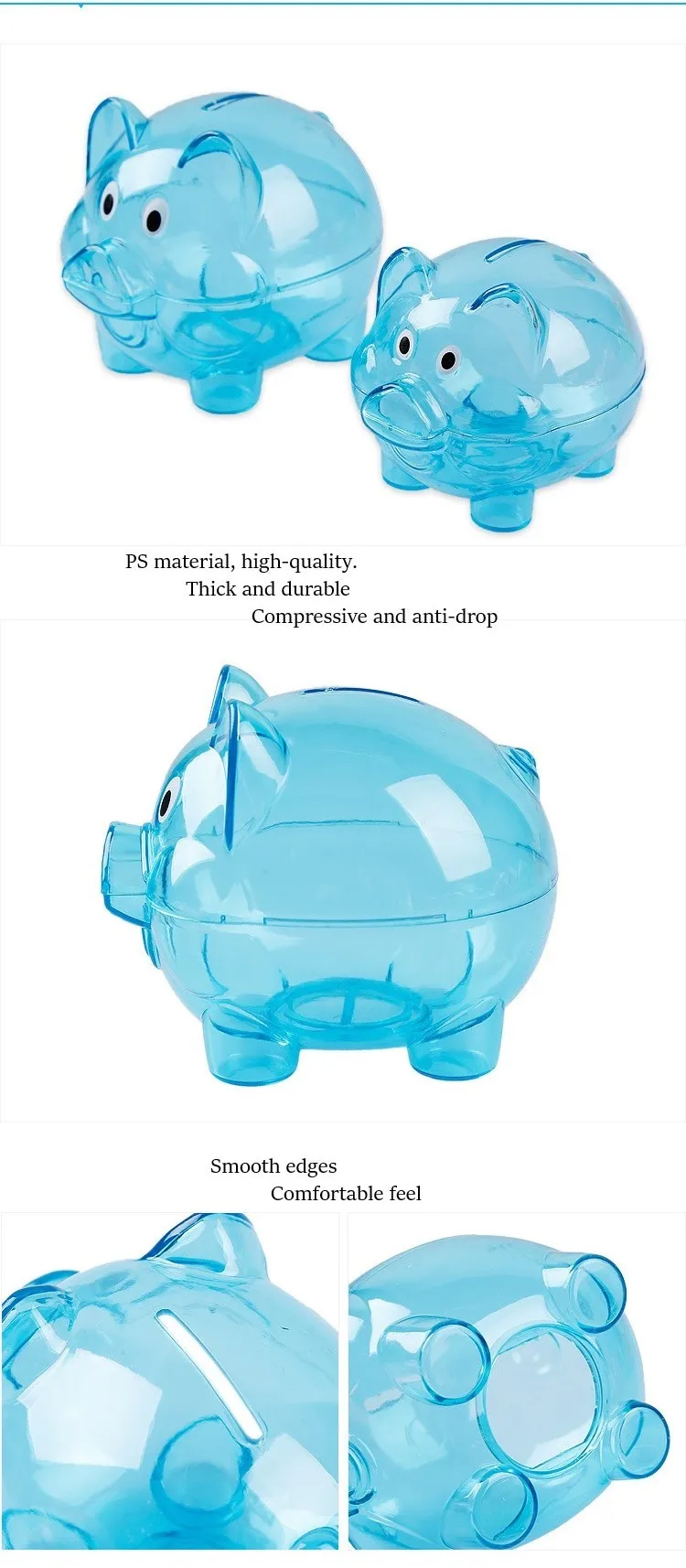 Piggy Banks Coin Bank Gift Ps Money Safe Box Transparent Plastic Pig ...