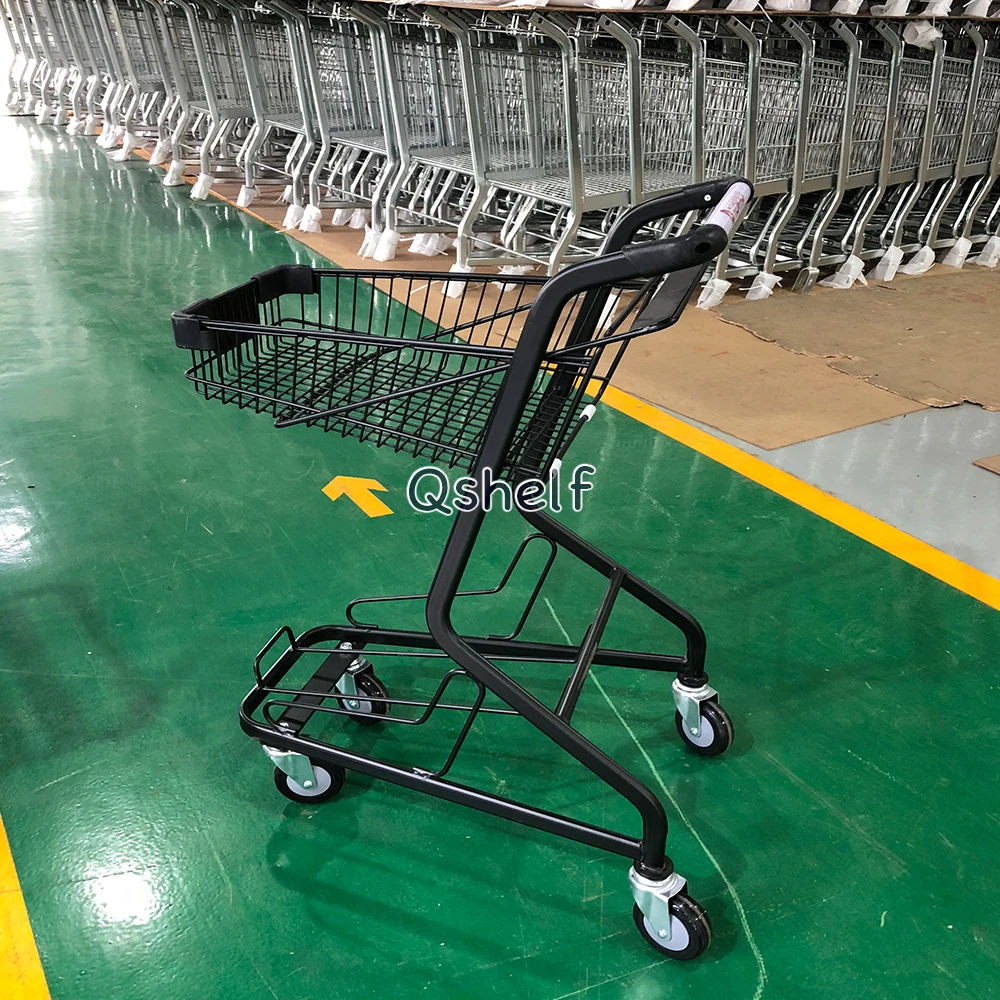 Japanese Style Supermarket Double Baskets Shopping Trolley - Buy Double ...