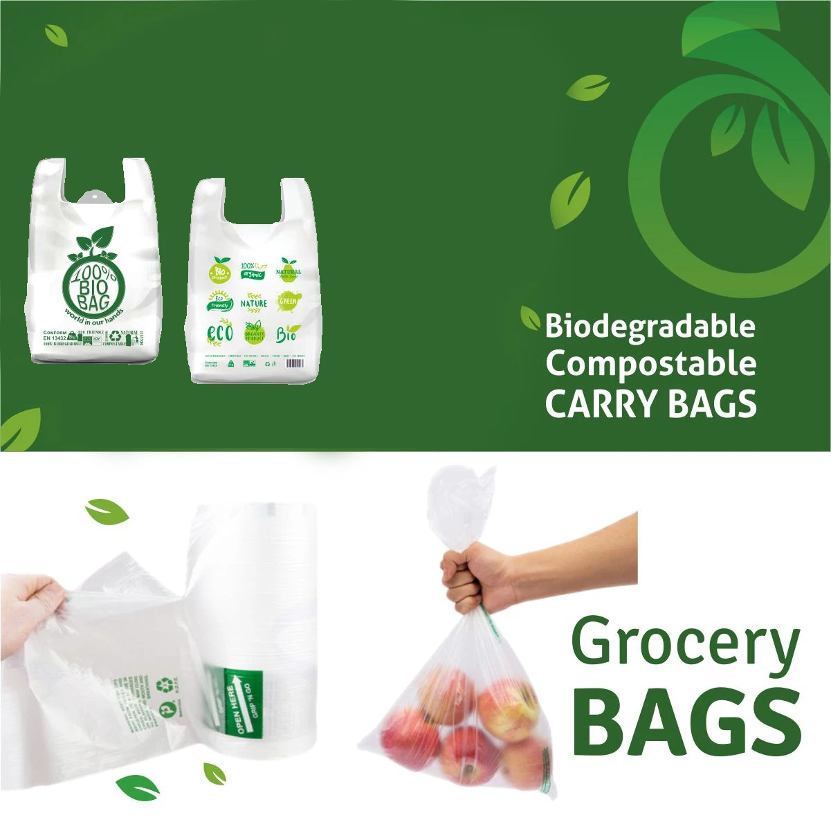 Custom Printed Biodegradable Starch Based Bag Supermarket Sando Bag ...