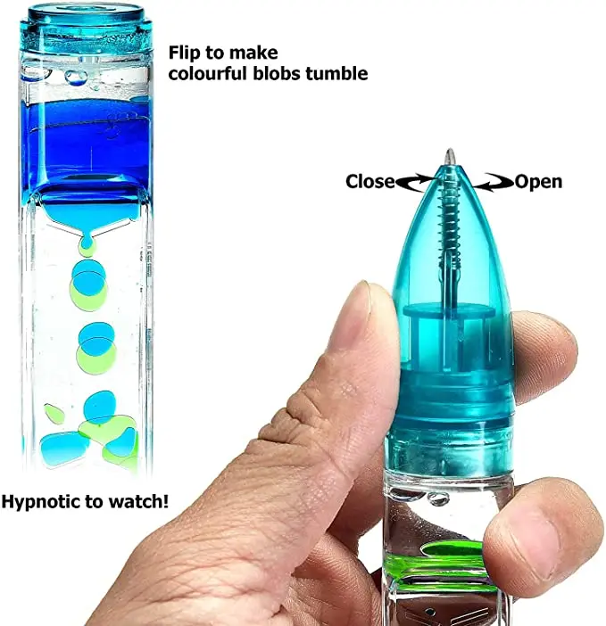 Colorful Liquid Motion Bubbler Oil Timer Pens Sensory Toy Regular Pen ...