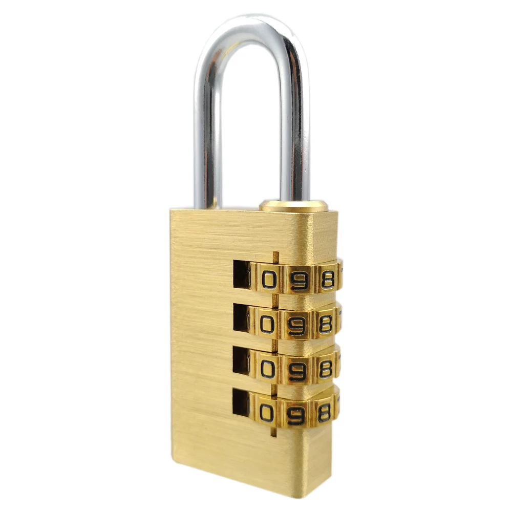 High Quality Outdoor Brass Combination Padlock With 4 Wheel Codes For ...