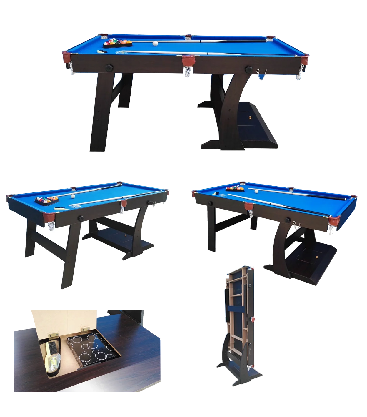 Folding Billiard Table - 6FT Pool Table for Training & Fun